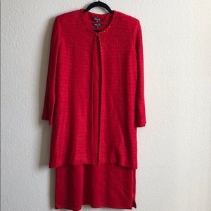 Misook | Dresses | Misook Red Dress And Sweater Set | Poshmark